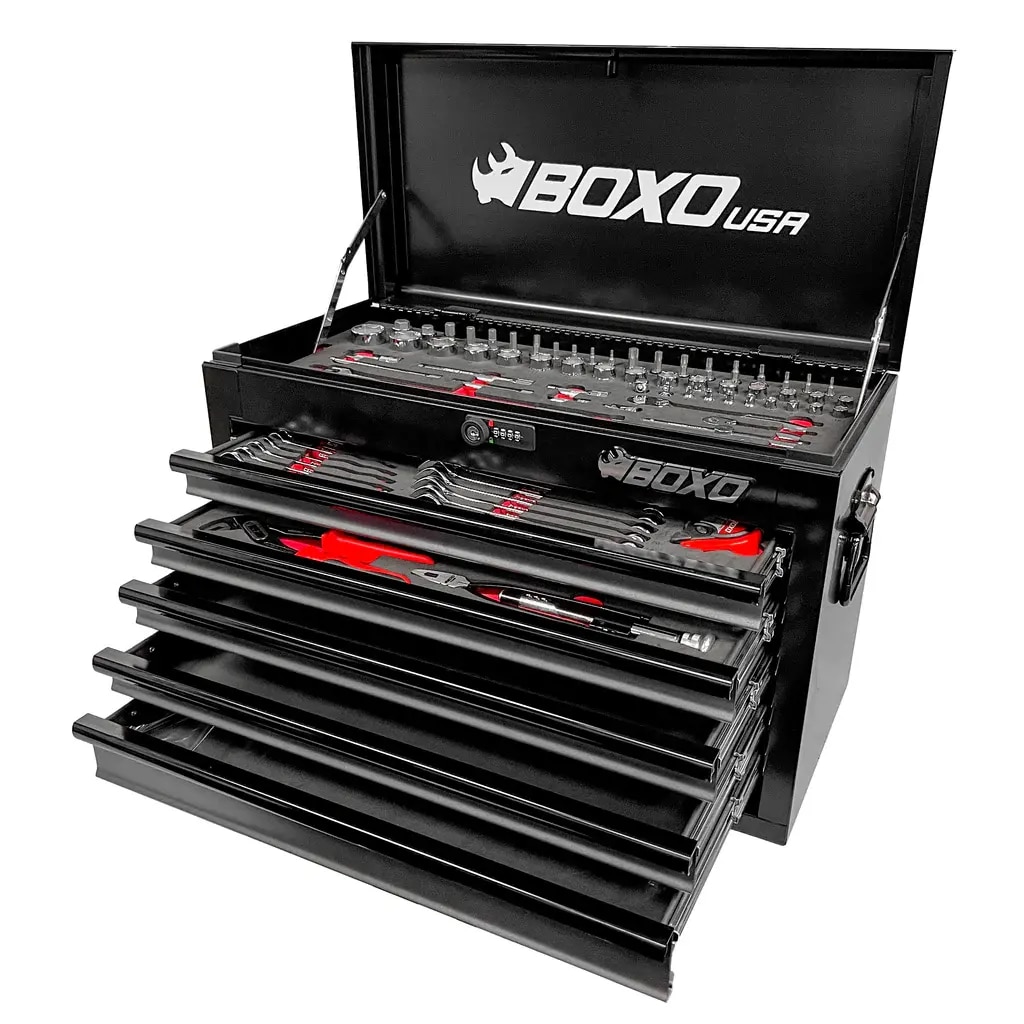 BOXO USA MotoBox Tool set 26" Black 5- Drawer Portable Tool Box ...